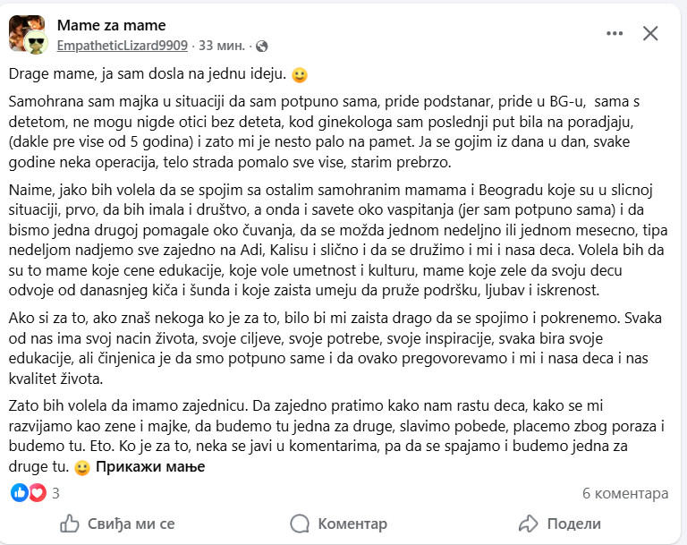 Samohrana mama iz Beograda objavila ideju koja je dirnula hiljade žena ...